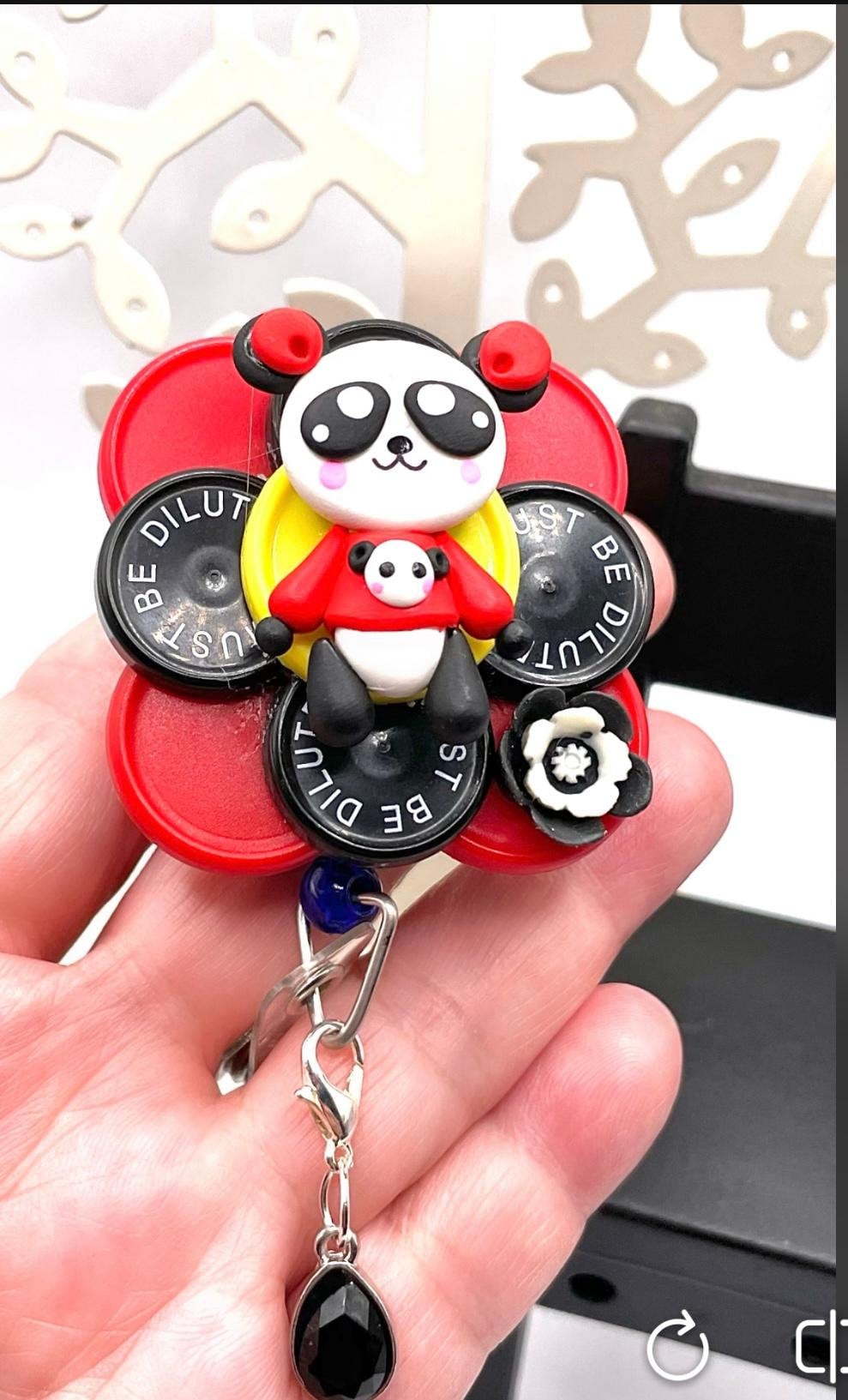 Panda Badge Reel / Cute Retractable Badge Reel / Custom Red - Etsy
