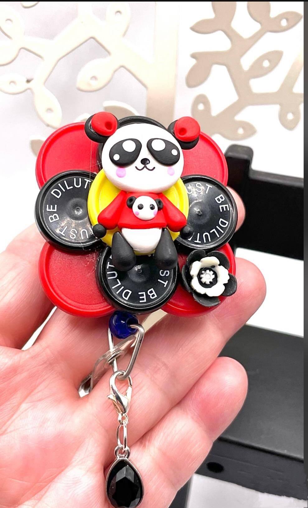 Panda Badge Reel / Cute Retractable Badge Reel / Custom Red - Etsy