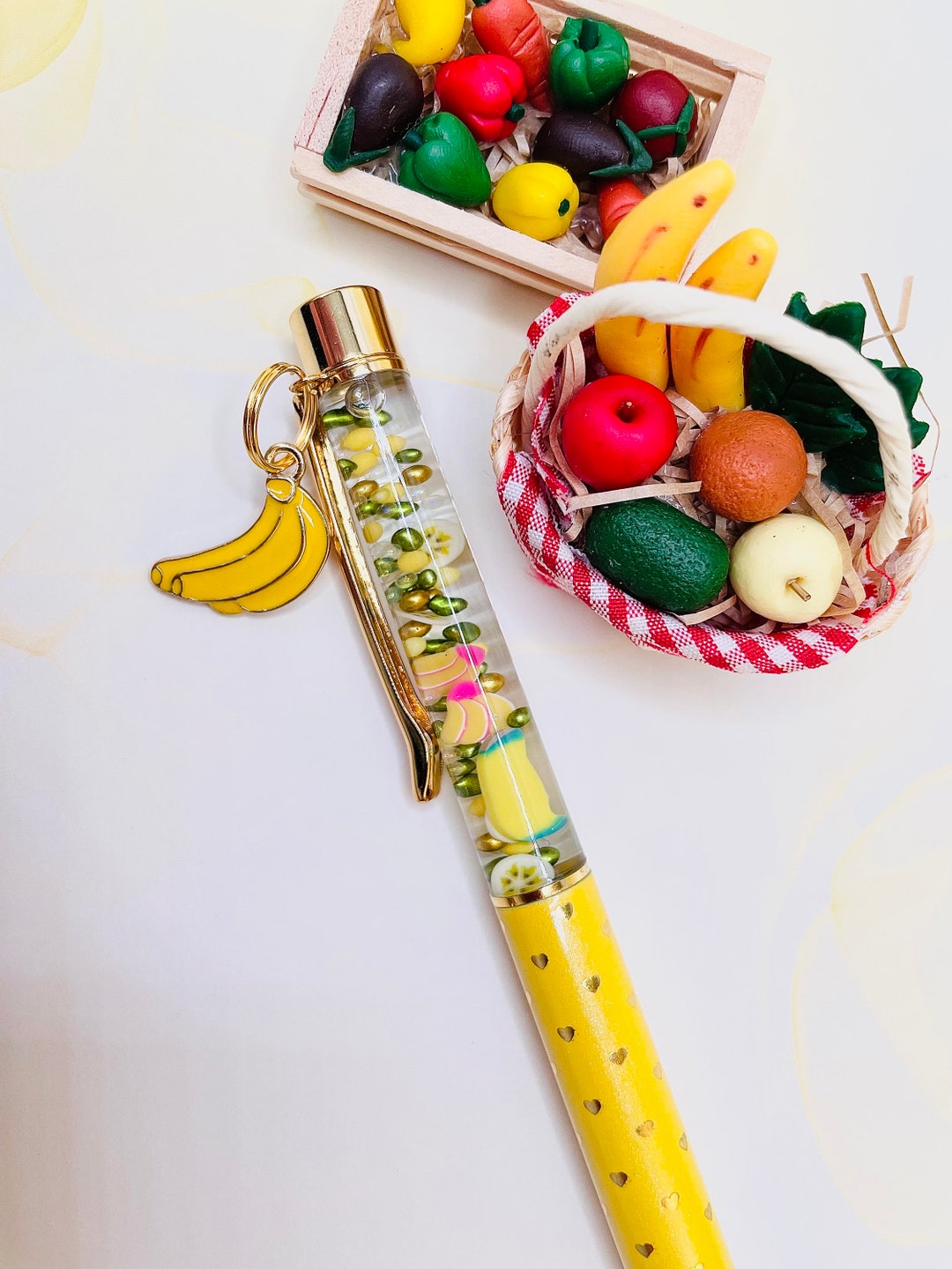 Banana Float Pen / Fruit / Custom Handmade Pen / Cute Pens / Float Pens ...