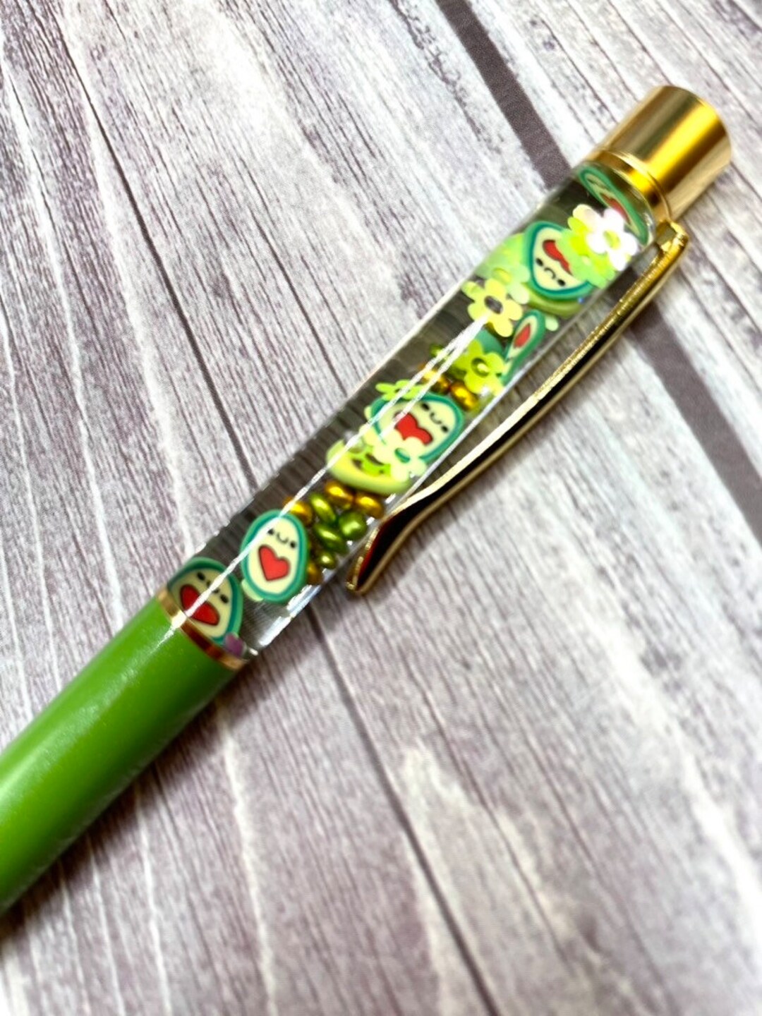 Cute Avocado Float Pen / Happy Green Avocado Pen / Custom Handmade Pens ...