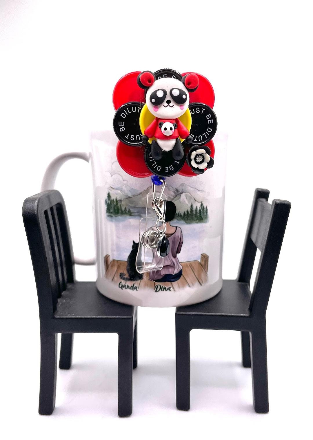 Panda Badge Reel / Cute Retractable Badge Reel / Custom Red - Etsy