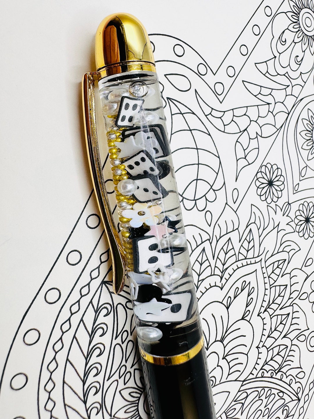 Dominos Pen / Lucky Dice / Black and White / Elegant / Custom Handmade ...