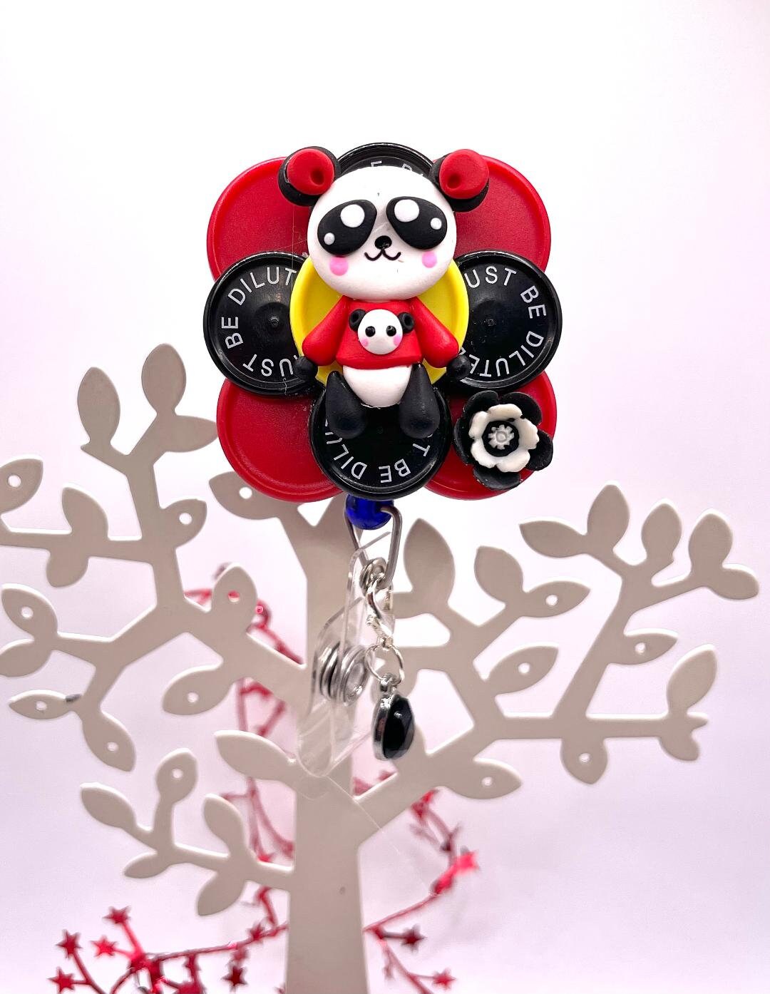 Panda Badge Reel / Cute Retractable Badge Reel / Custom Red - Etsy