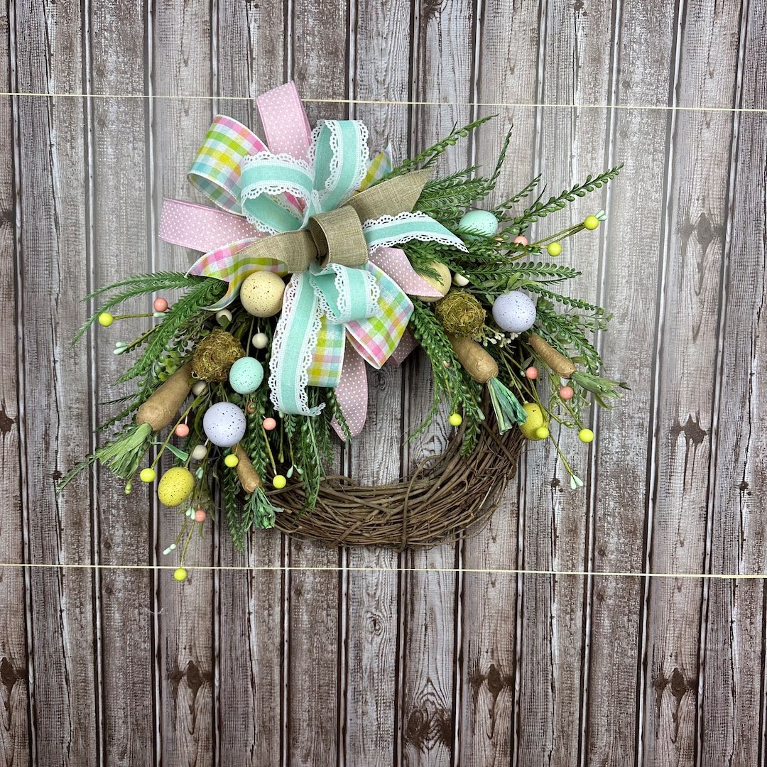 Easter Egg Wreath, Easter Wreath, Easter Door Hanger, Floral Wreath ...