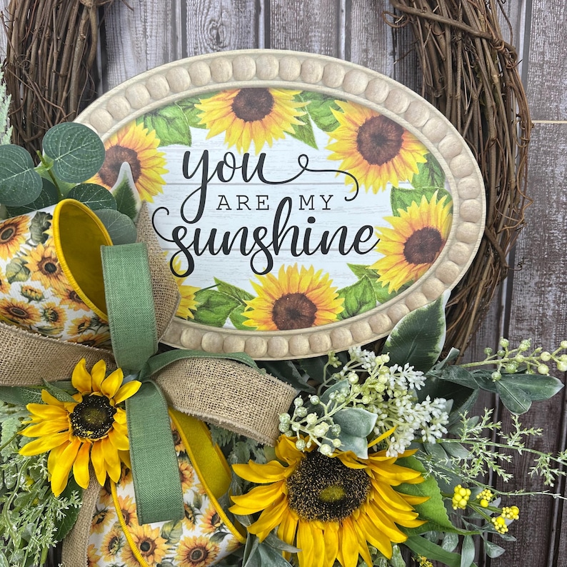 Sunflower Wreath, You Are My Sunshine Wreath, Summer Front Door Decor ...