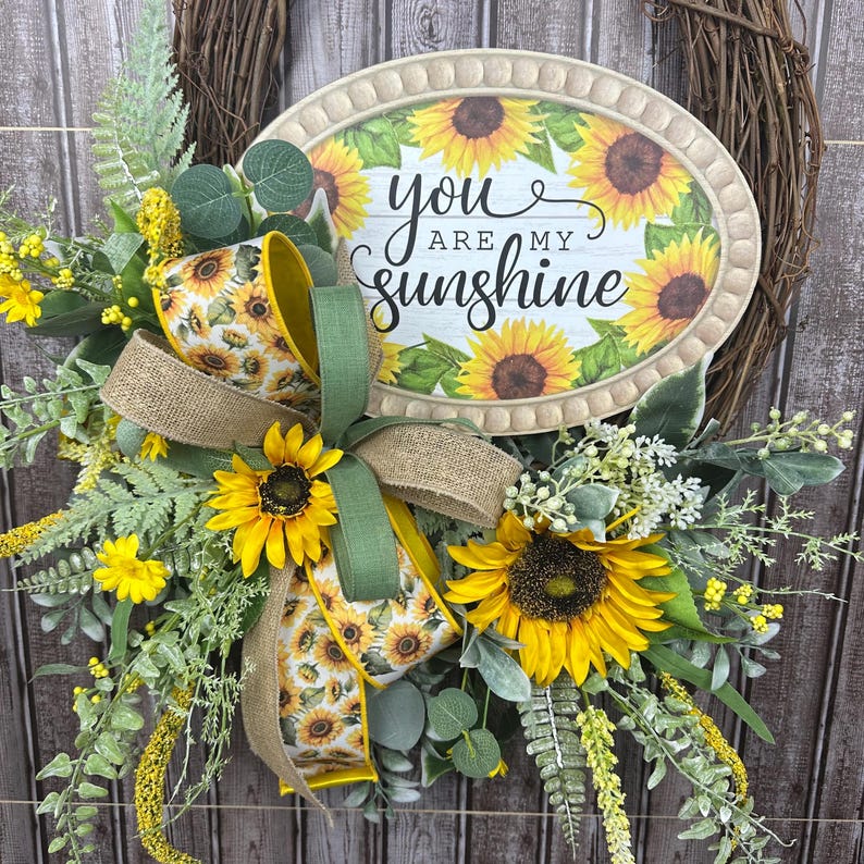 Sunflower Wreath, You Are My Sunshine Wreath, Summer Front Door Decor ...