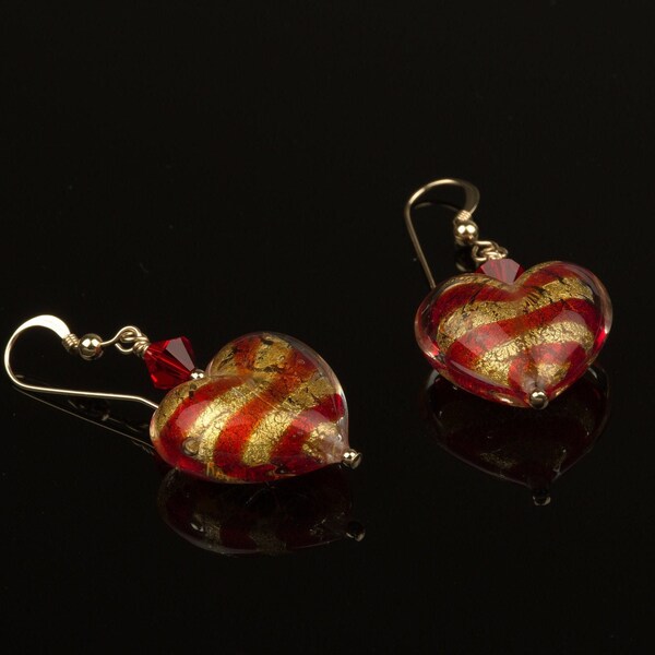 Red Murano Glass Earrings - Etsy