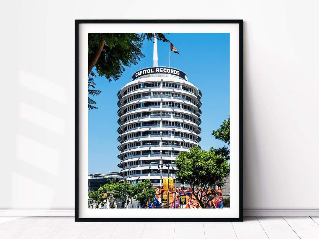 Capitol Records Print, Color and Black and White, Hollywood Decor, Los ...