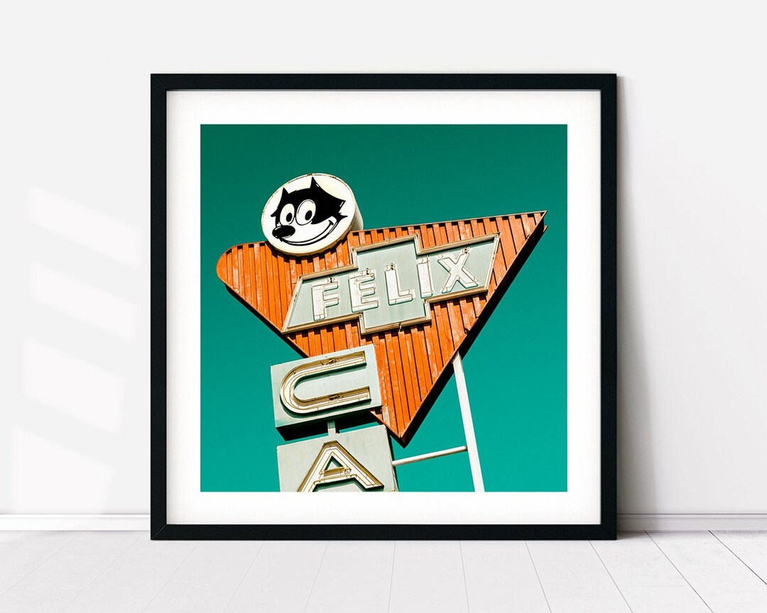 Felix the Cat Chevrolet Neon Sign Print, Retro Advertising, Mid Century ...