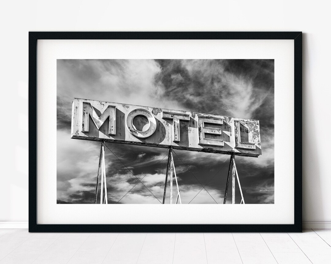 Vintage Neon Motel Sign Print, Mid Century Modern Decor, Googie Wall ...