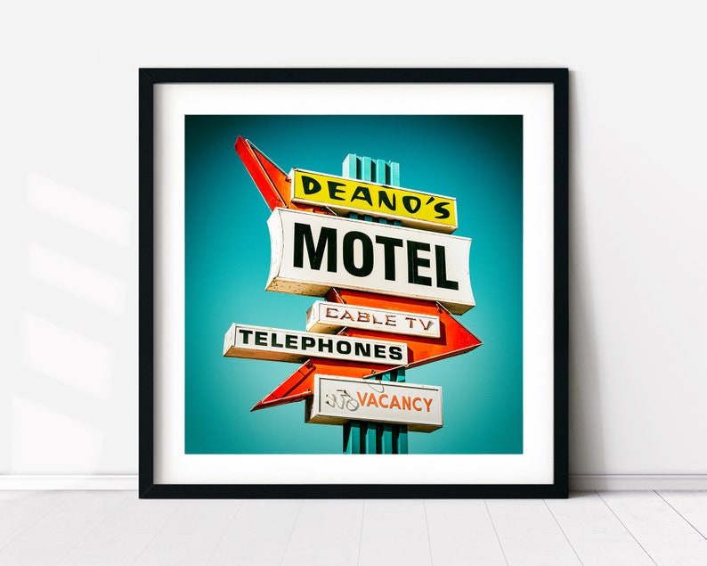 Deano's Motel Sign Print, Mid Century Modern Decor, Los Angeles ...