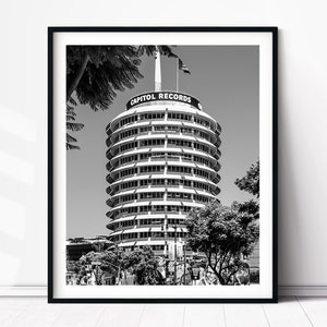 Capitol Records Print, Color and Black and White, Hollywood Decor, Los ...