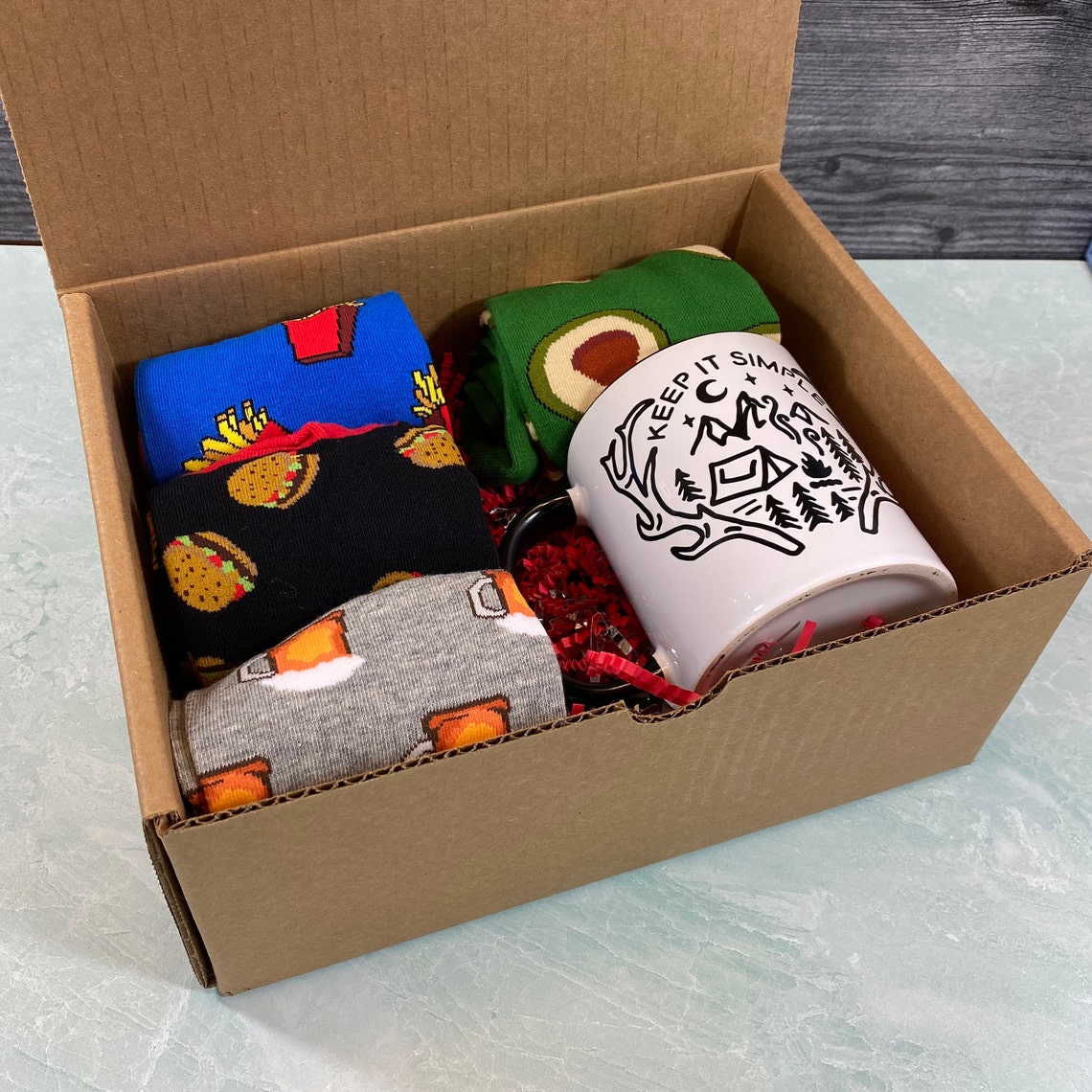 Fun Men's Socks Gift Box Pack of Four Avocado Fries - Etsy
