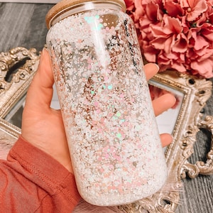 Snowglobe Glass Can | Snowglobe Tumbler | 16oz Double Walled Glass Can ...