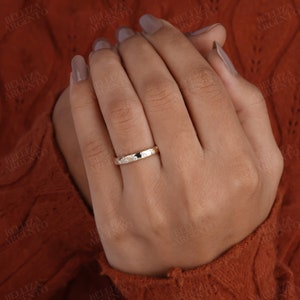 14K Gold Scattered Diamond Ring 3MM Flush Set Diamond Wedding Band VS-FG Certified Lab Diamond ...