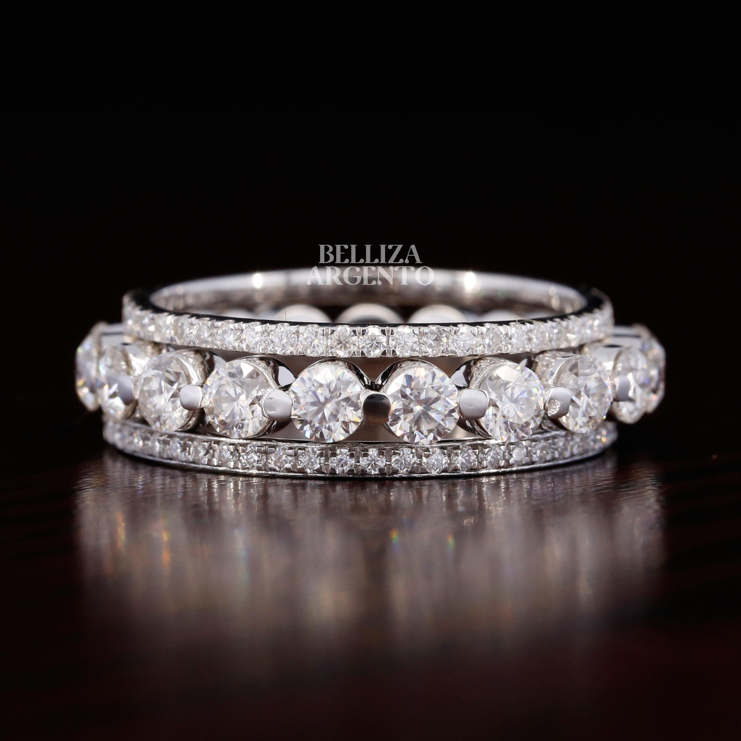 3mm Full Eternity Band With Double 1mm Eternity Band | Etsy