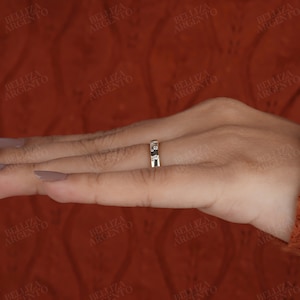 14K Gold Scattered Diamond Ring 3MM Flush Set Diamond Wedding Band VS-FG Certified Lab Diamond ...