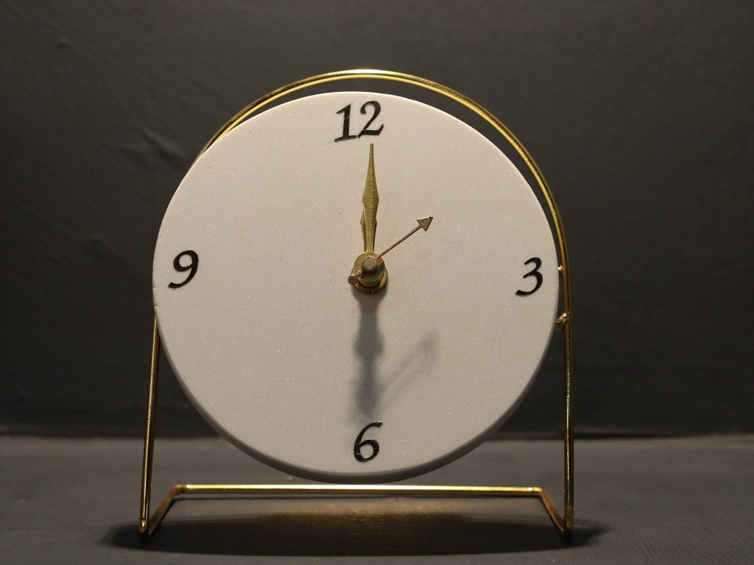 Circle Marble White Wall/desk Clock/personalised Momento - Etsy