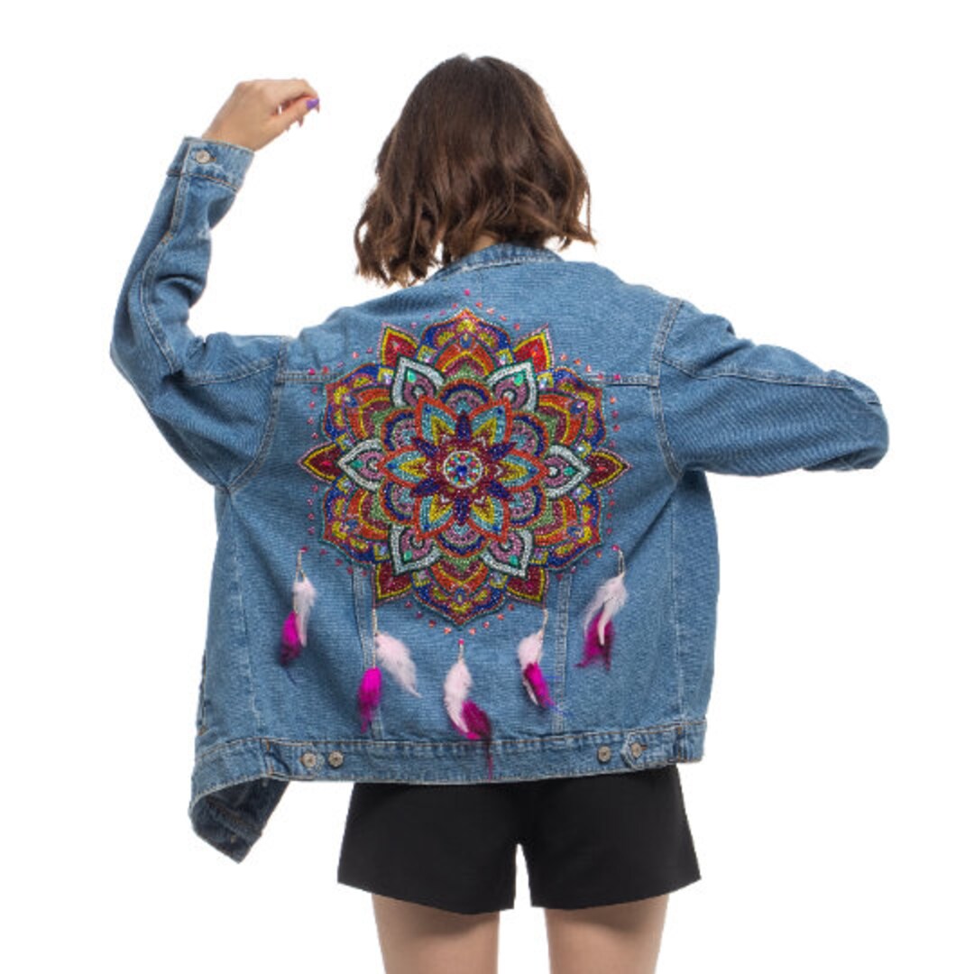Mandala Jacket Mandala Art With Feather Bohemian Clothing for - Etsy