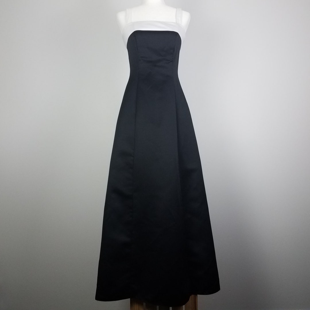 Y2K Vintage Black & White Gown by Urban Girl Nites Size 7/8 Matte Satin ...