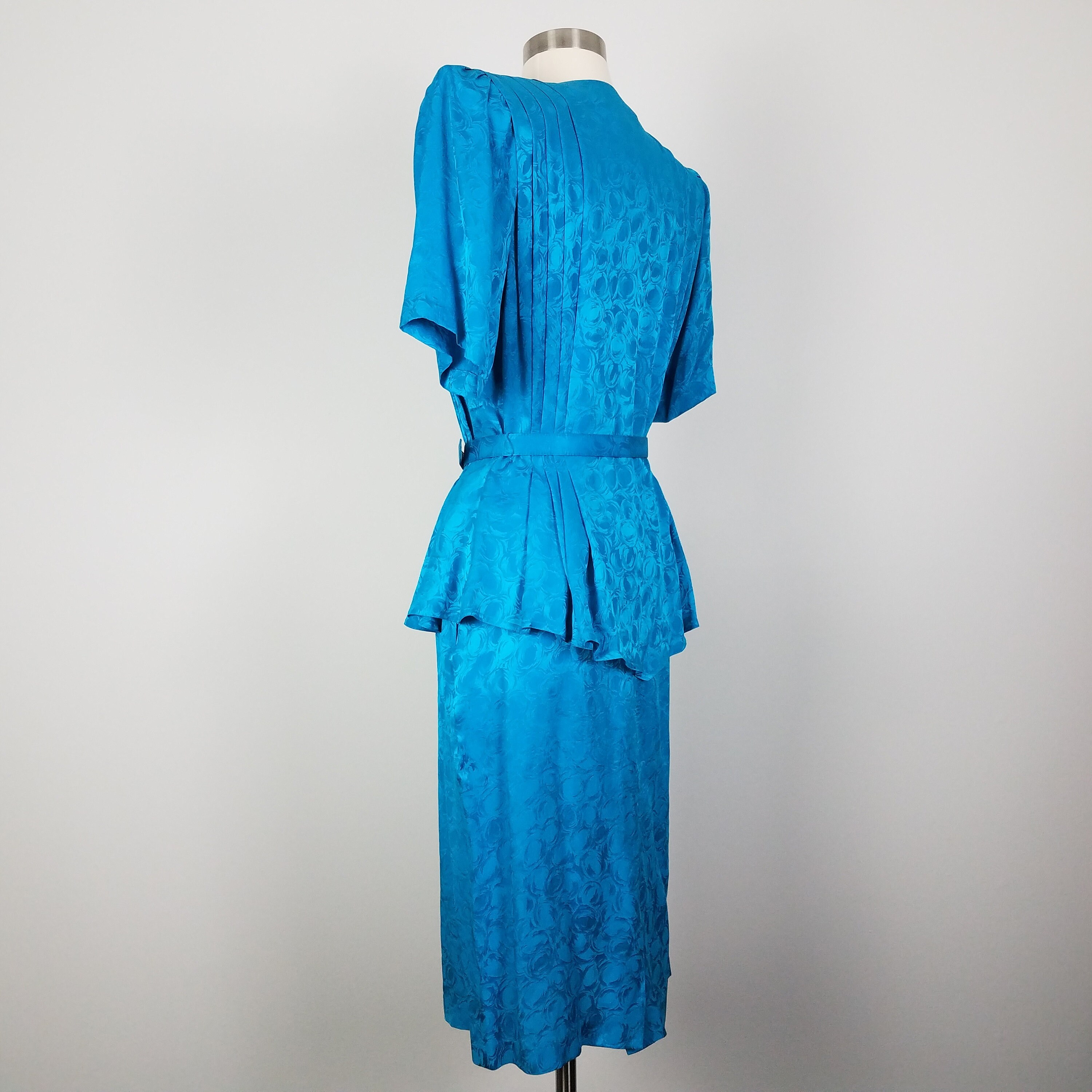 80's Vintage Silk Belted Skirt Suit by Argenti Large Size 8 Size 10 ...