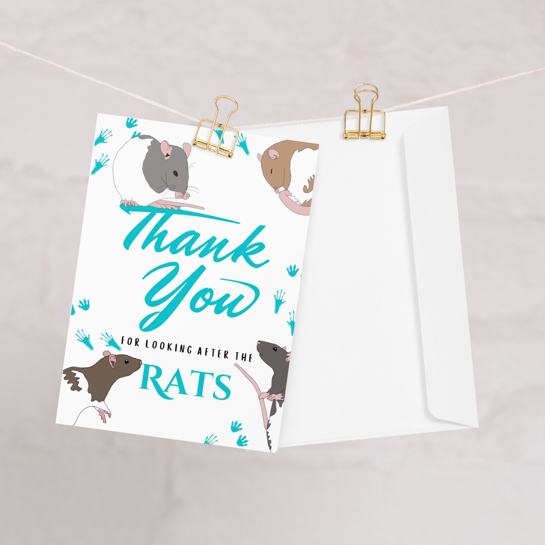 Thank You for Looking After the Rats Card, Holiday Rat Card, Card for ...