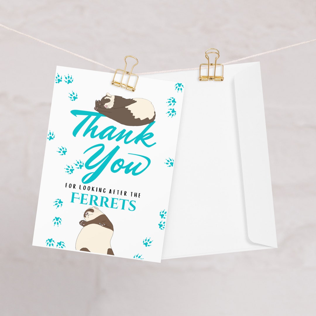 Thank You for Looking After the Ferret Card, Holiday Ferret Card, Card ...