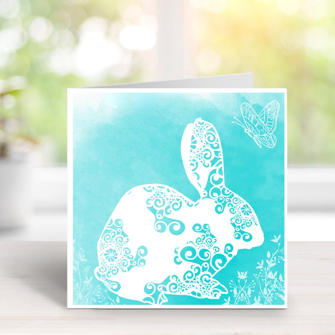 Rabbit Greetings Card, Birthday Card, Thank You, Good Luck, Best Wishes ...