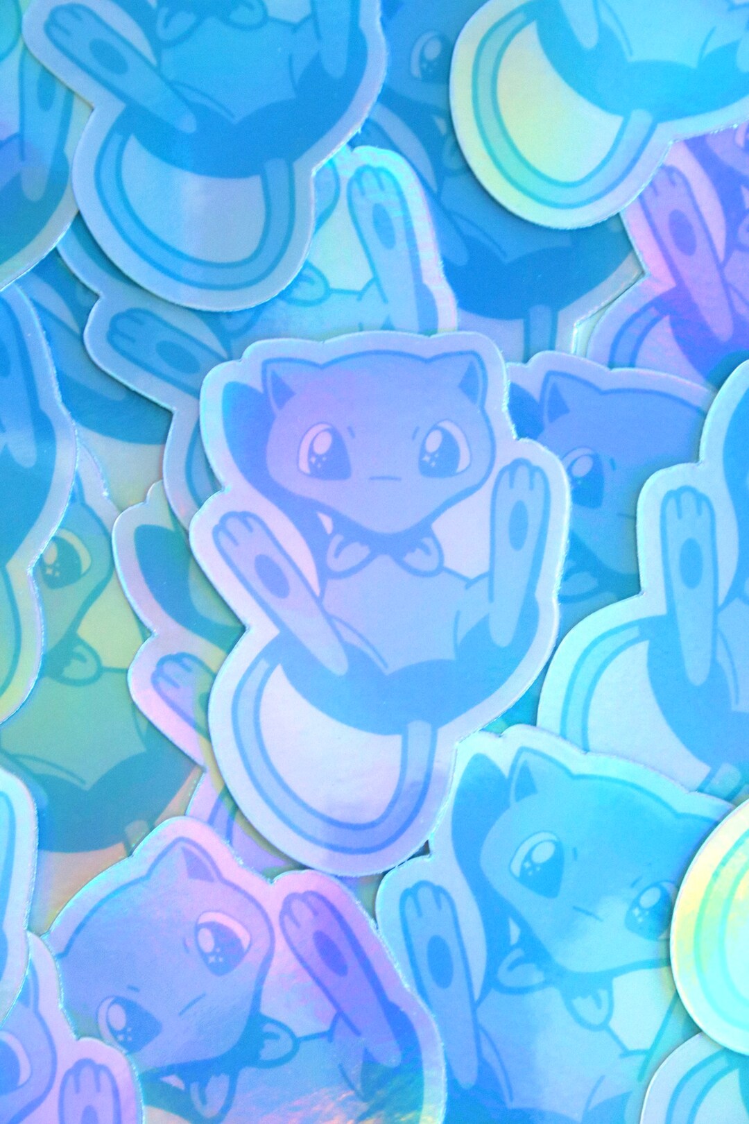 Shiny Mew Holographic Vinyl Sticker for Laptop, Macbook, Water-bottle ...