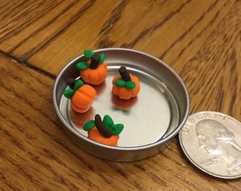 20 Miniature Dollhouse Pumpkins Clay Polymer Fimo Orange Round Tiny ...