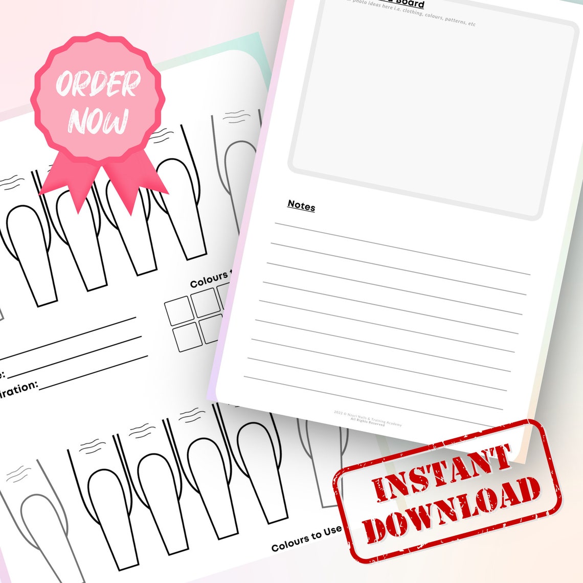 Nail Art Design Template - INSTANT DOWNLOAD | Printable Planner for ...