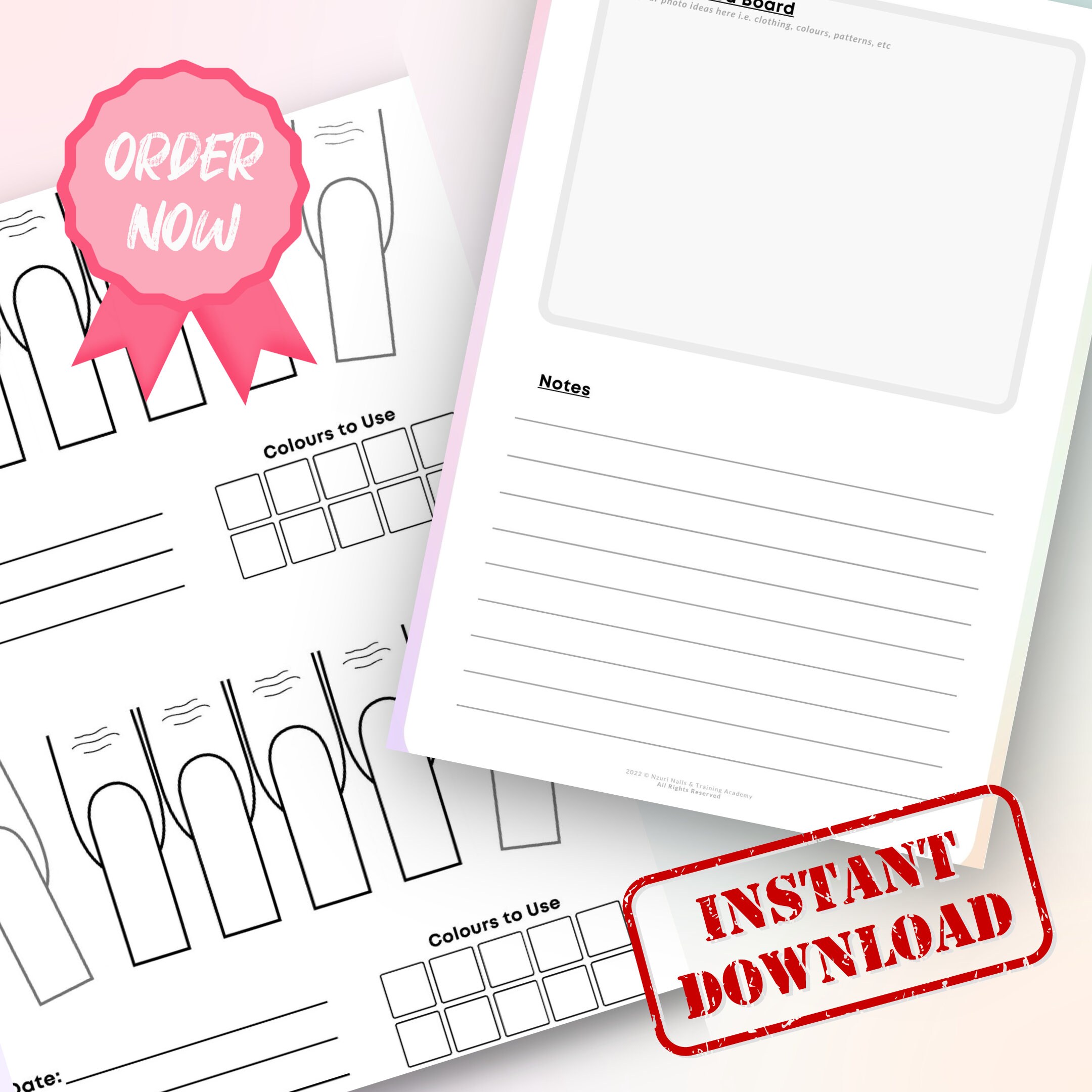 Nail Art Design Template - INSTANT DOWNLOAD | Printable Planner for ...