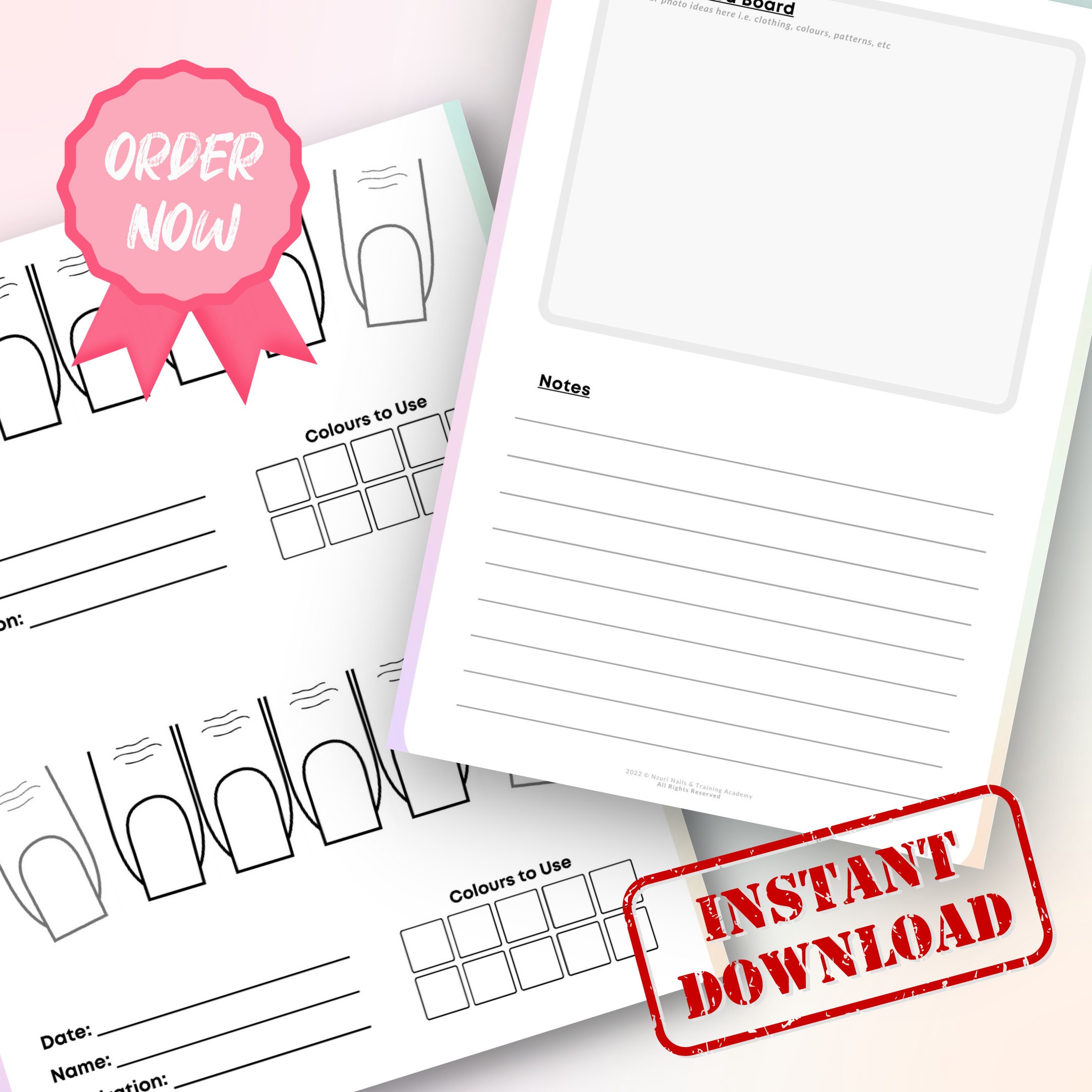 Nail Art Design Template - INSTANT DOWNLOAD | Printable Planner for ...