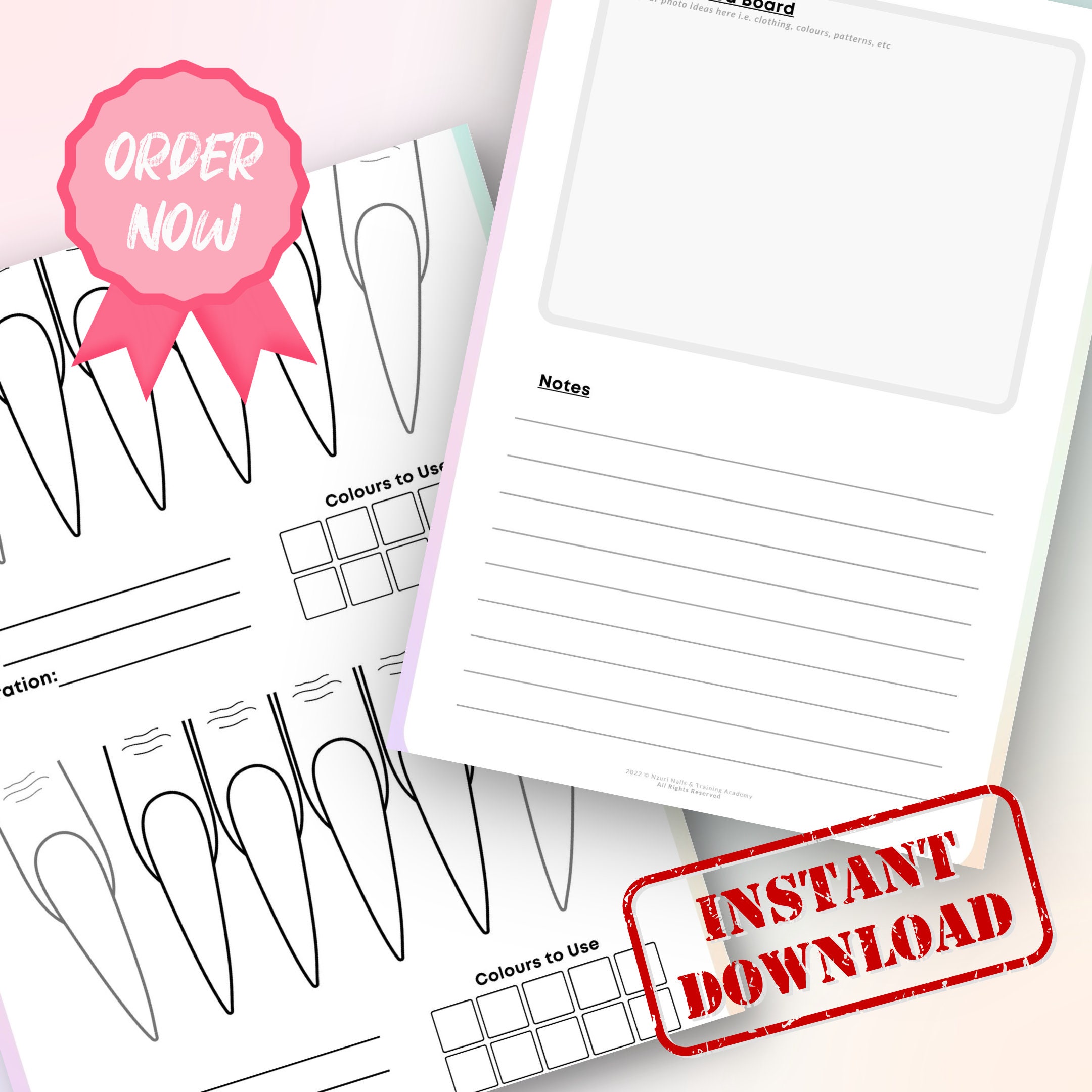 Nail Art Design Template - INSTANT DOWNLOAD | Printable Planner for ...