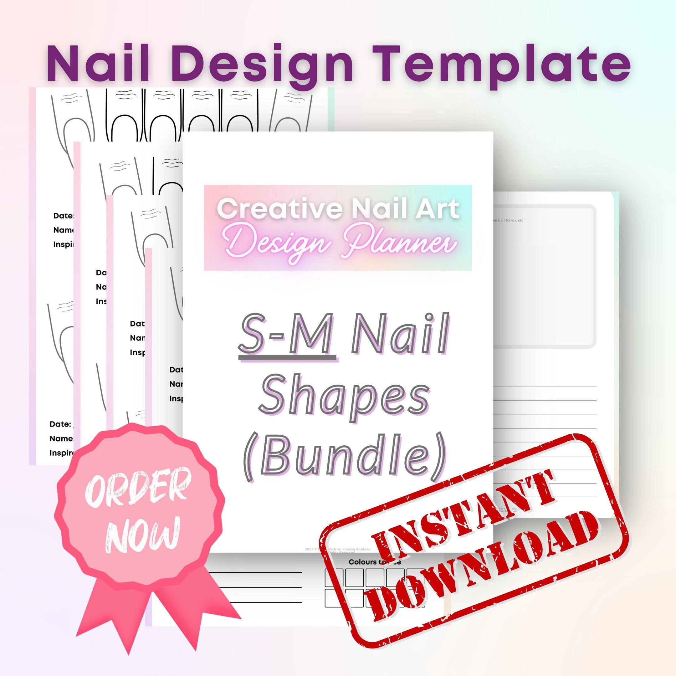 Nail Art Design BUNDLE | INSTANT DOWNLOAD | 4 Printable Templates for ...