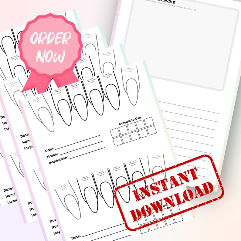 Nail Art Design BUNDLE | INSTANT DOWNLOAD | 4 Printable Templates for ...