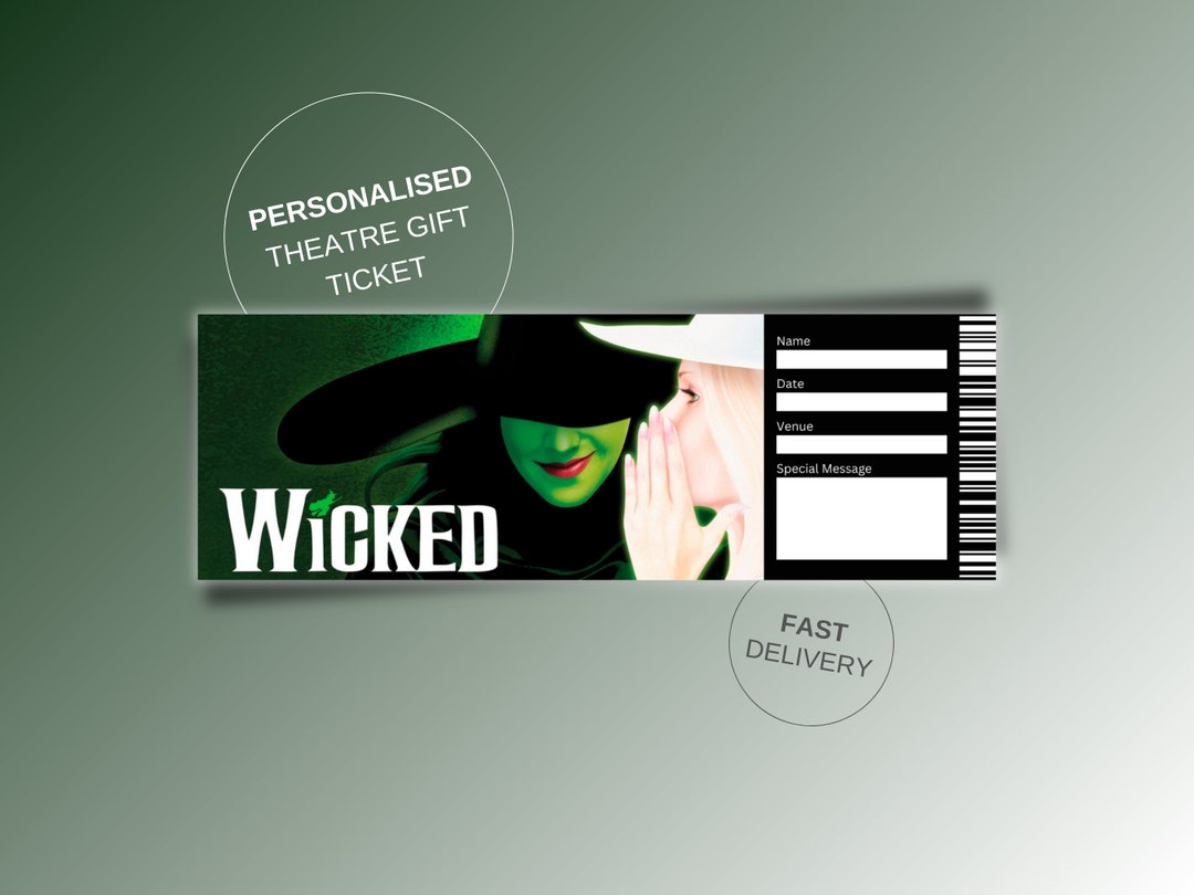 Wicked Musical Theatre Ticket - Surprise Reveal, Gift Card, Theatre ...