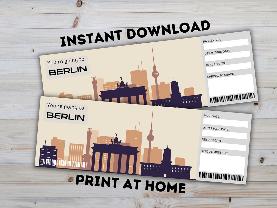 BERLIN Germany Surprise Reveal Gift Ticket - Printable Boarding Pass ...