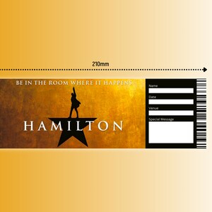 Hamilton Musical Theatre Ticket - Surprise Reveal, Gift Card, West End ...