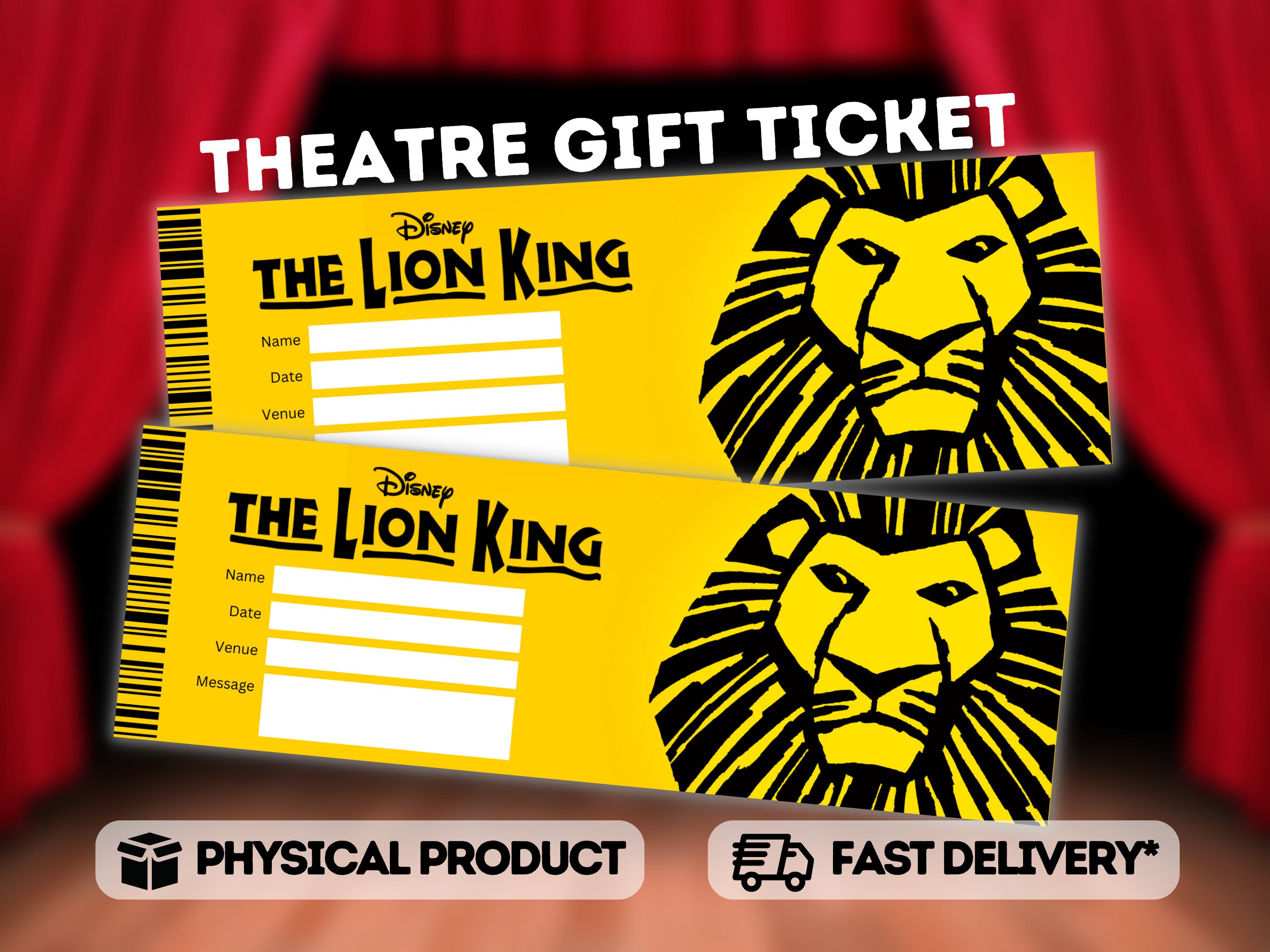The Lion King Musical Theatre Ticket Surprise Reveal, Gift Card, West End Shows, Souvenir ...