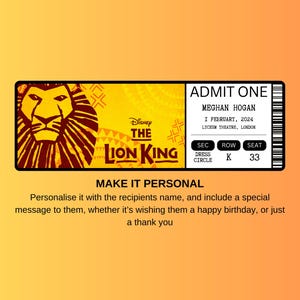 The Lion King Musical Theatre Ticket With Seating - Surprise Reveal, Gift Card, West End Shows ...