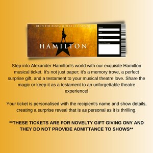 Hamilton Musical Theatre Ticket - Surprise Reveal, Gift Card, West End ...