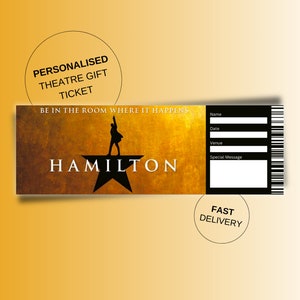 Hamilton Musical Theatre Ticket - Surprise Reveal, Gift Card, West End ...