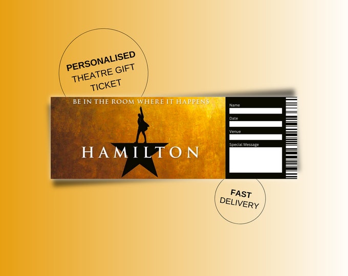 Hamilton Musical Theatre Ticket - Surprise Reveal, Gift Card, West End Shows, Souvenir ...