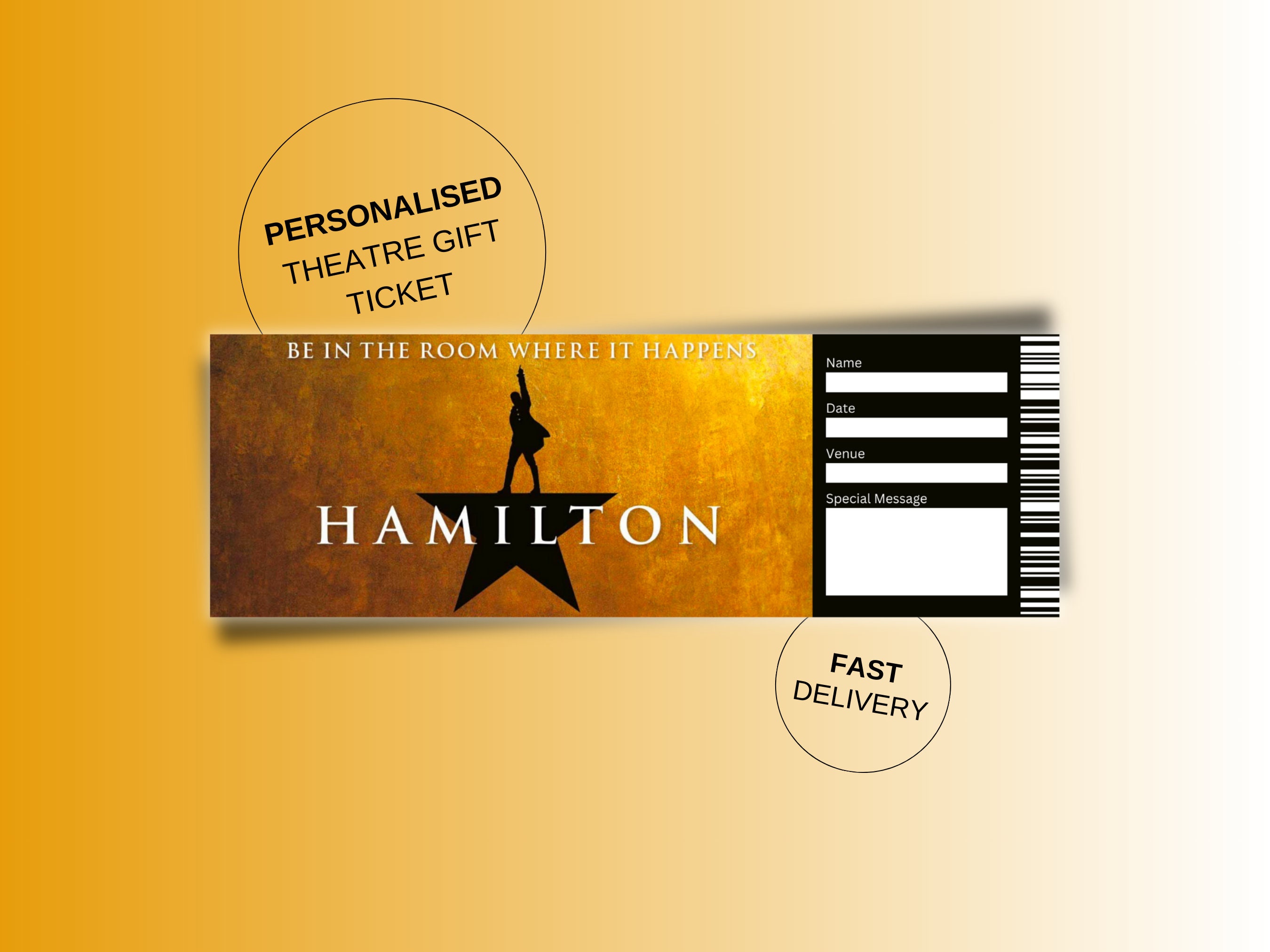 Hamilton Musical Theatre Ticket - Surprise Reveal, Gift Card, West End ...