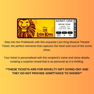 The Lion King Musical Theatre Ticket With Seating - Surprise Reveal, Gift Card, West End Shows ...
