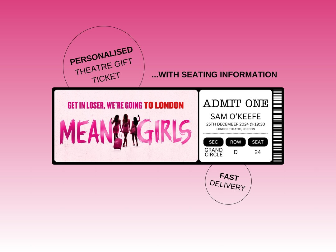 Mean Girls Musical Theatre Ticket With Seating Surprise Reveal, Gift ...