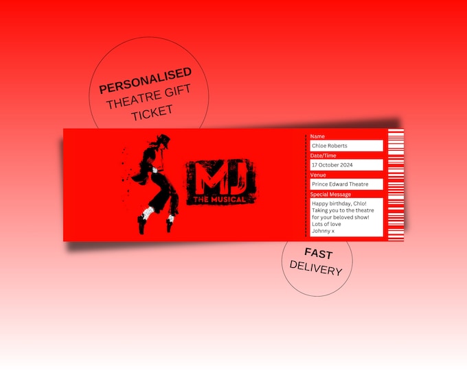 MJ the Musical Theatre Ticket - Surprise Reveal, Gift Card, West End ...
