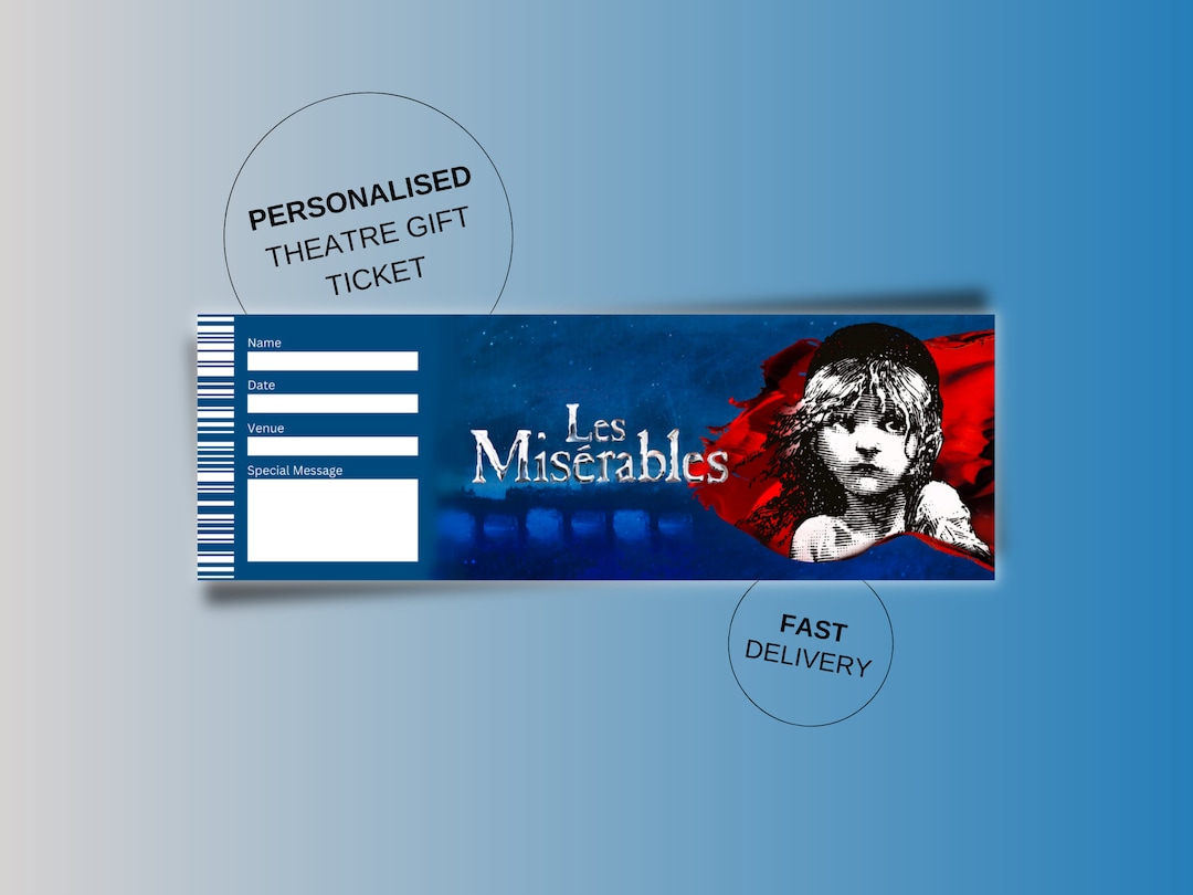 Les Miserables Musical Theatre Ticket Surprise Reveal, Gift Card, West ...