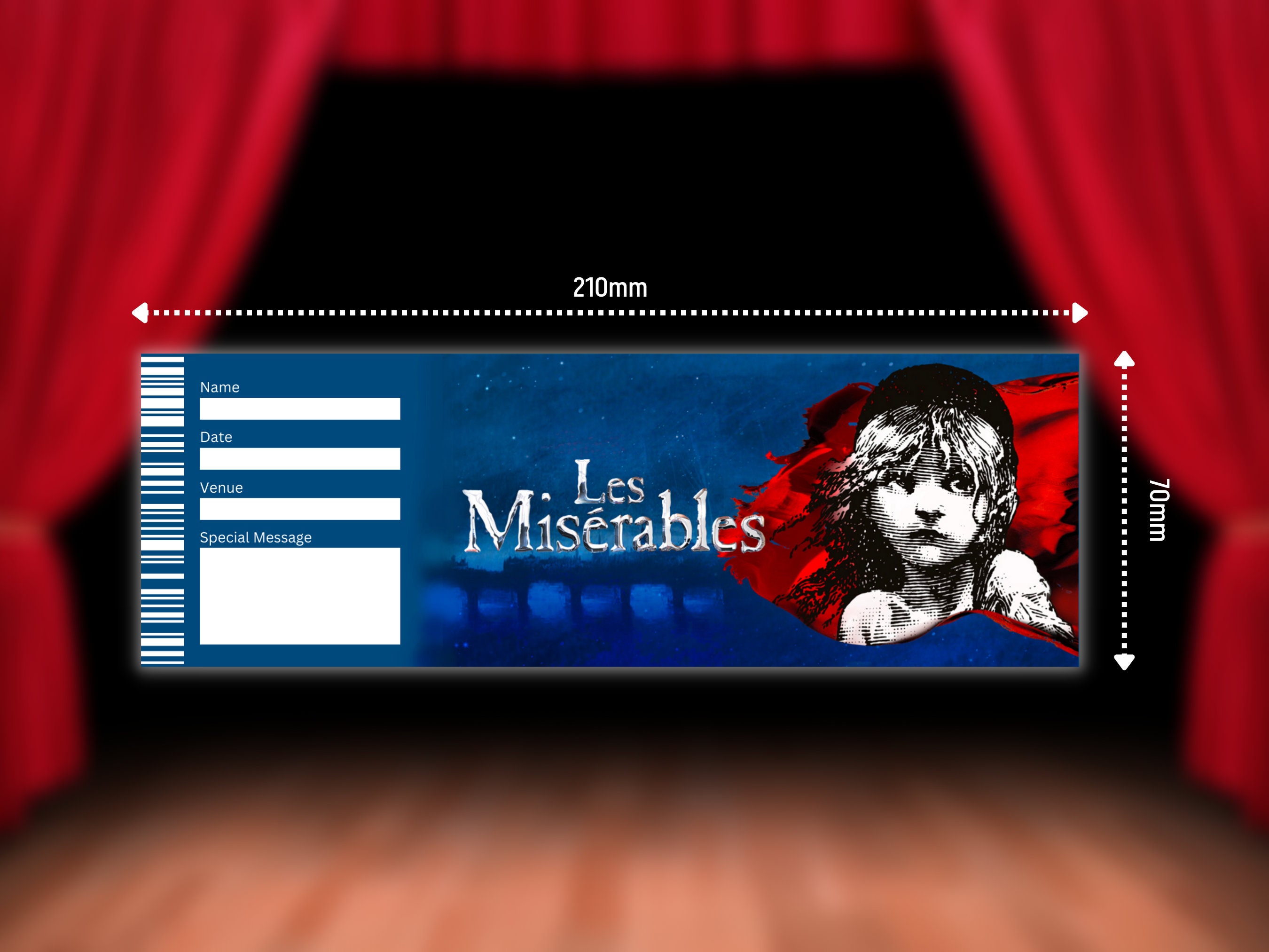 Les Miserables Theatre Ticket Printable Broadway West End Gift Editable ...